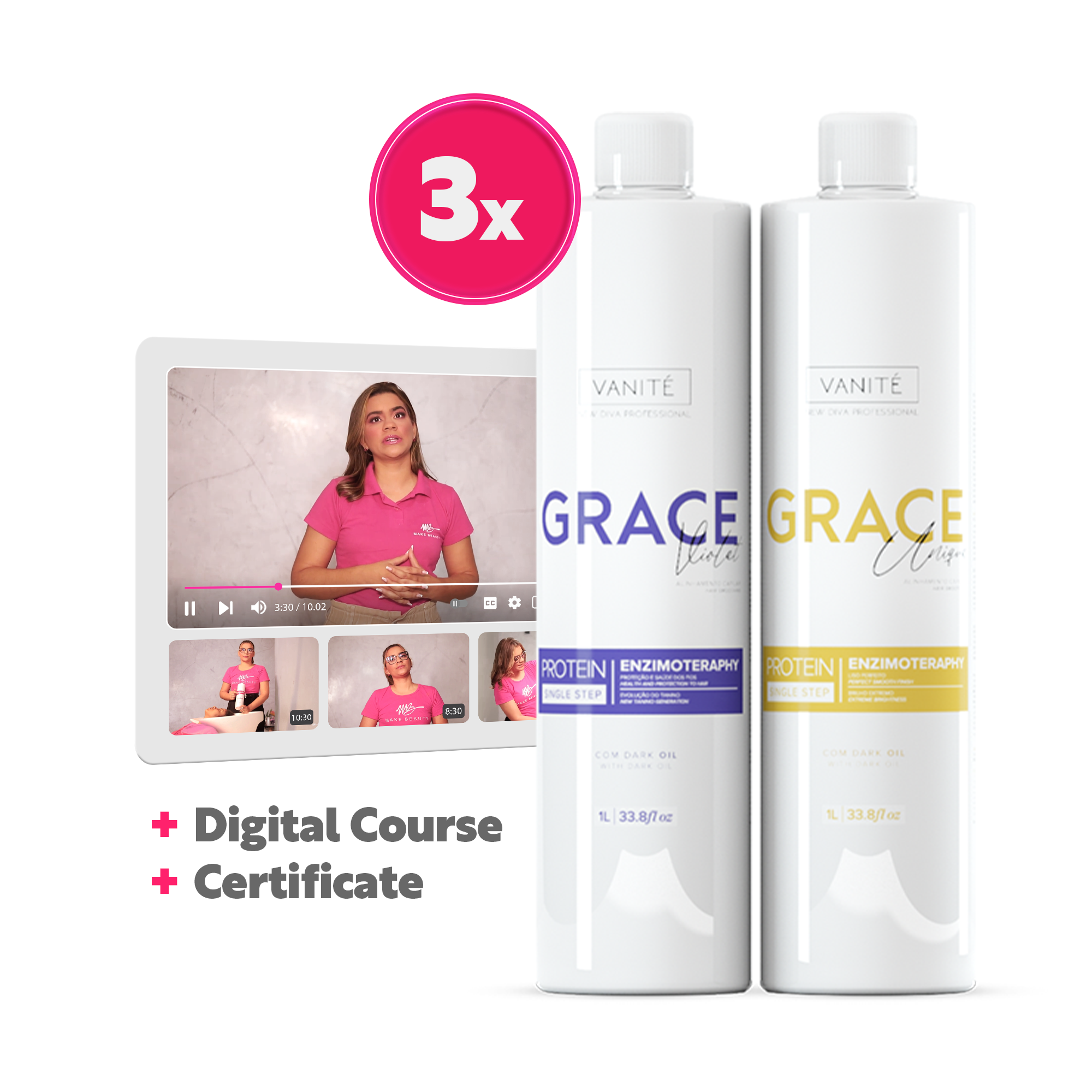 3 Units Grace Unique 1000ml + 3 Units Grace Violet 1000ml (33.8 fl oz ...